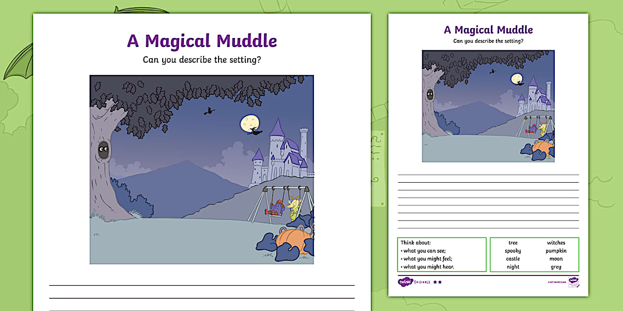 Describe the Spooky Setting Writing Worksheets - Twinkl
