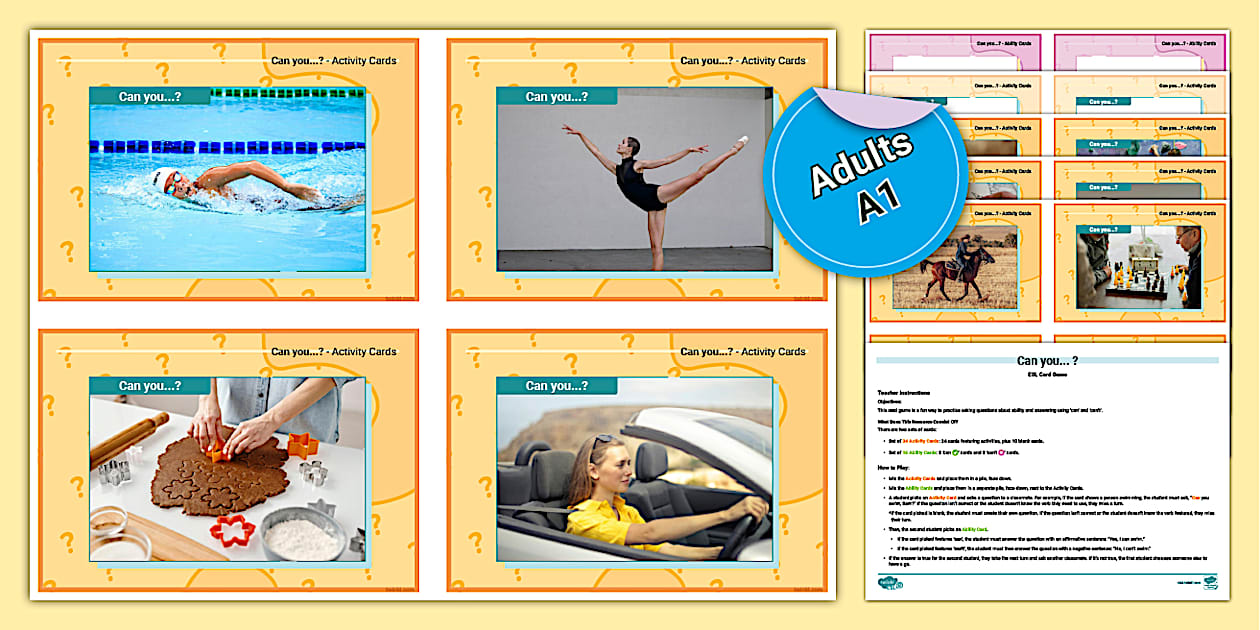 ESL Can You...? Card Game [Adults, A1] (Teacher-Made)