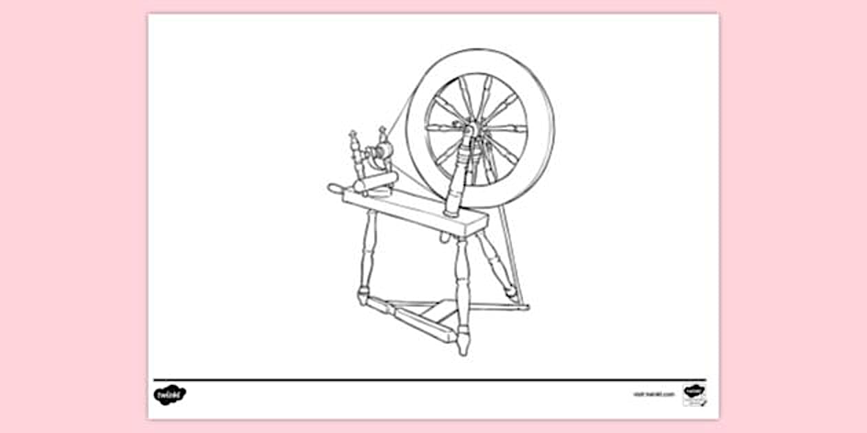 Flax Spinning Wheel Colouring Sheet | Colouring Sheets
