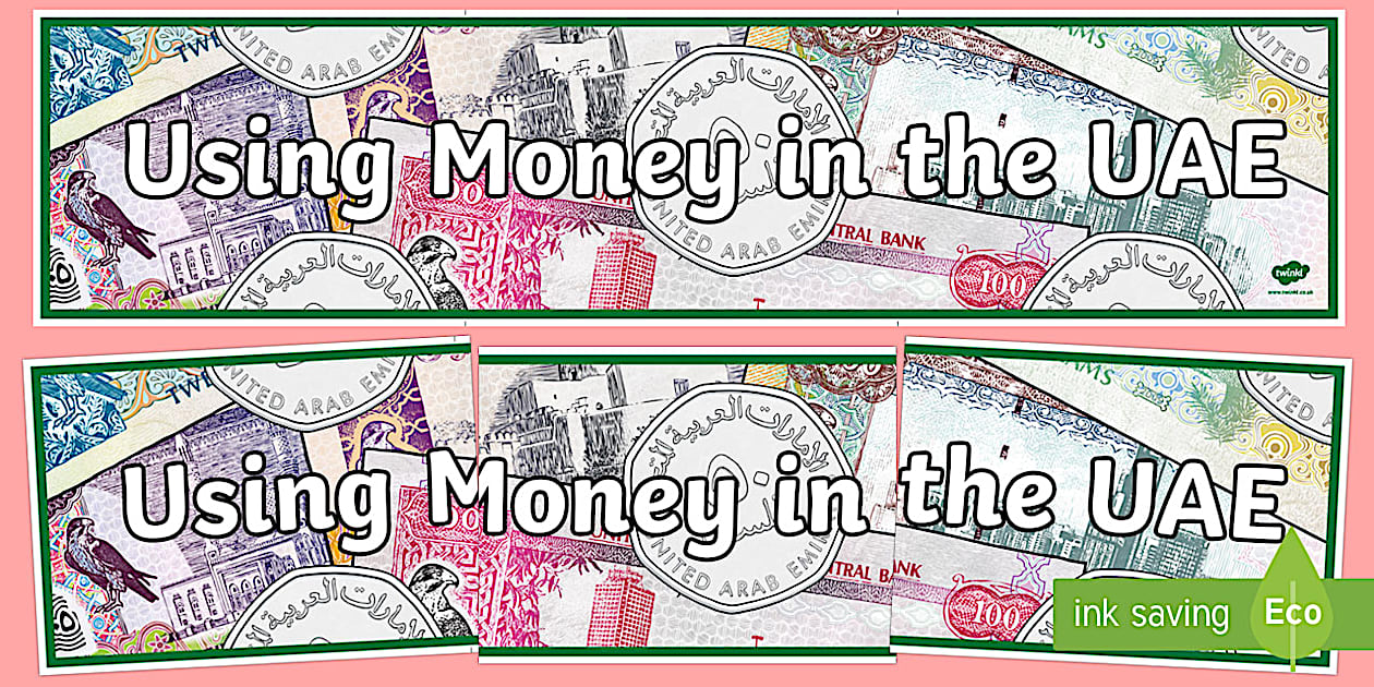 Cursive Money in the UAE Display Banner (teacher made)