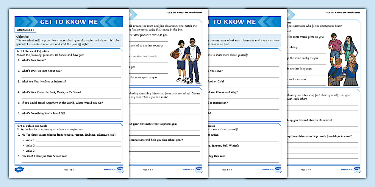 GET TO KNOW ME Worksheets (teacher made) - Twinkl