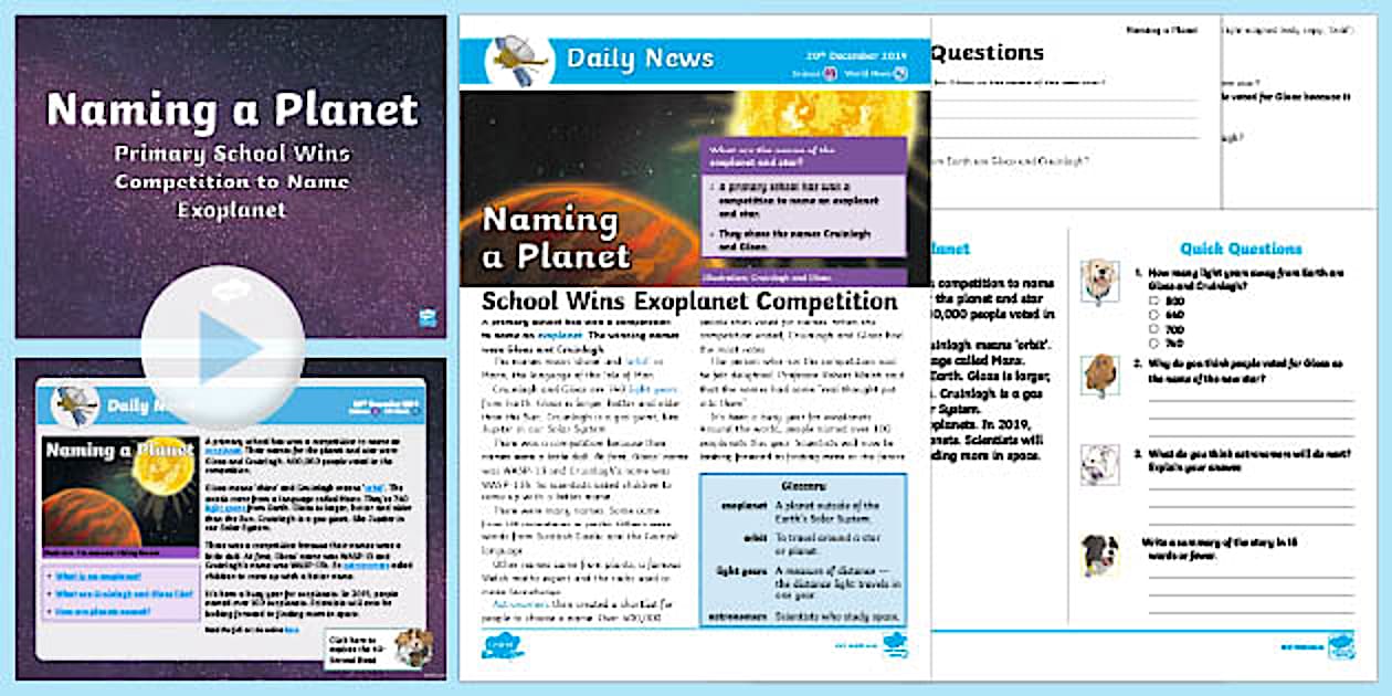 Exoplanet Names Reading Comprehension | Twinkl NewsRoom