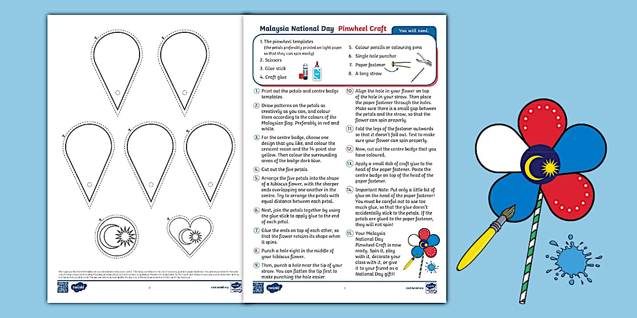 Malaysia National Day Pinwheel Craft