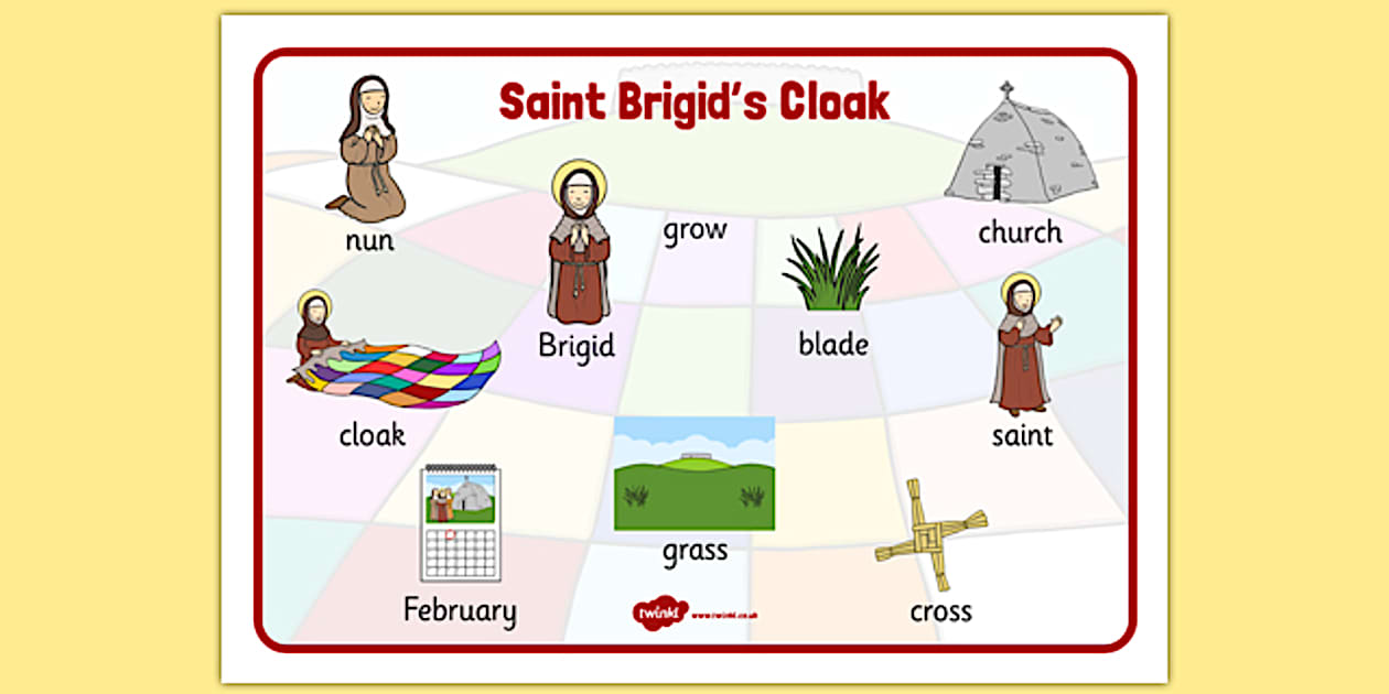 Editable Saint Brigid's Cloak Word Mat - Twinkl