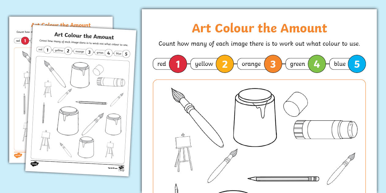 👉 Art Colour the Amount Worksheet (Teacher-Made) - Twinkl