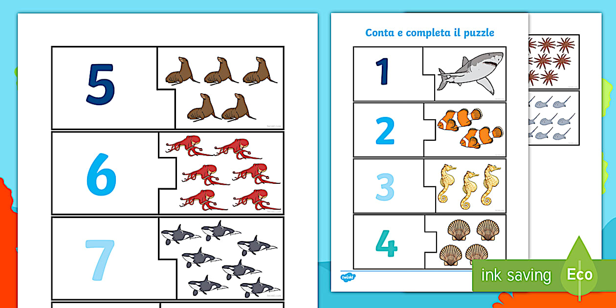 Il puzzle dei numeri in fondo al mare Attività - Twinkl