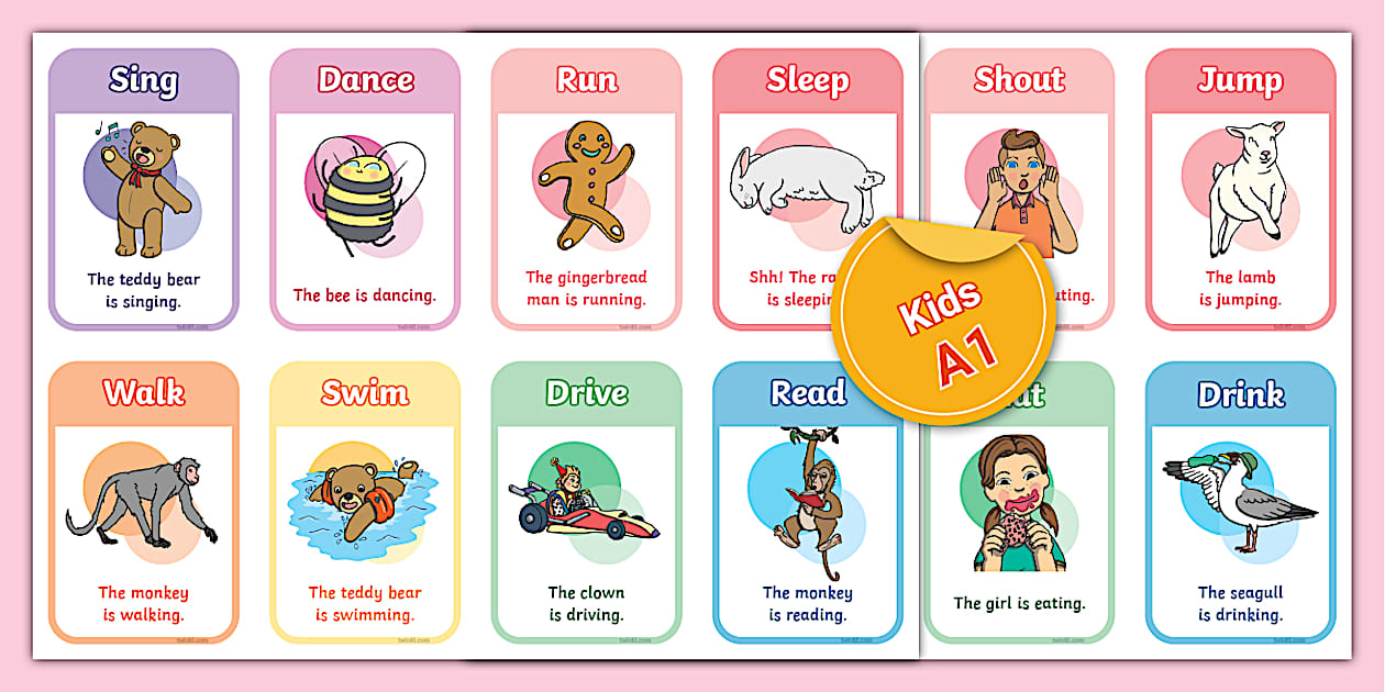 ESL Basic Verb Cards [Kids A1] (teacher made) - Twinkl