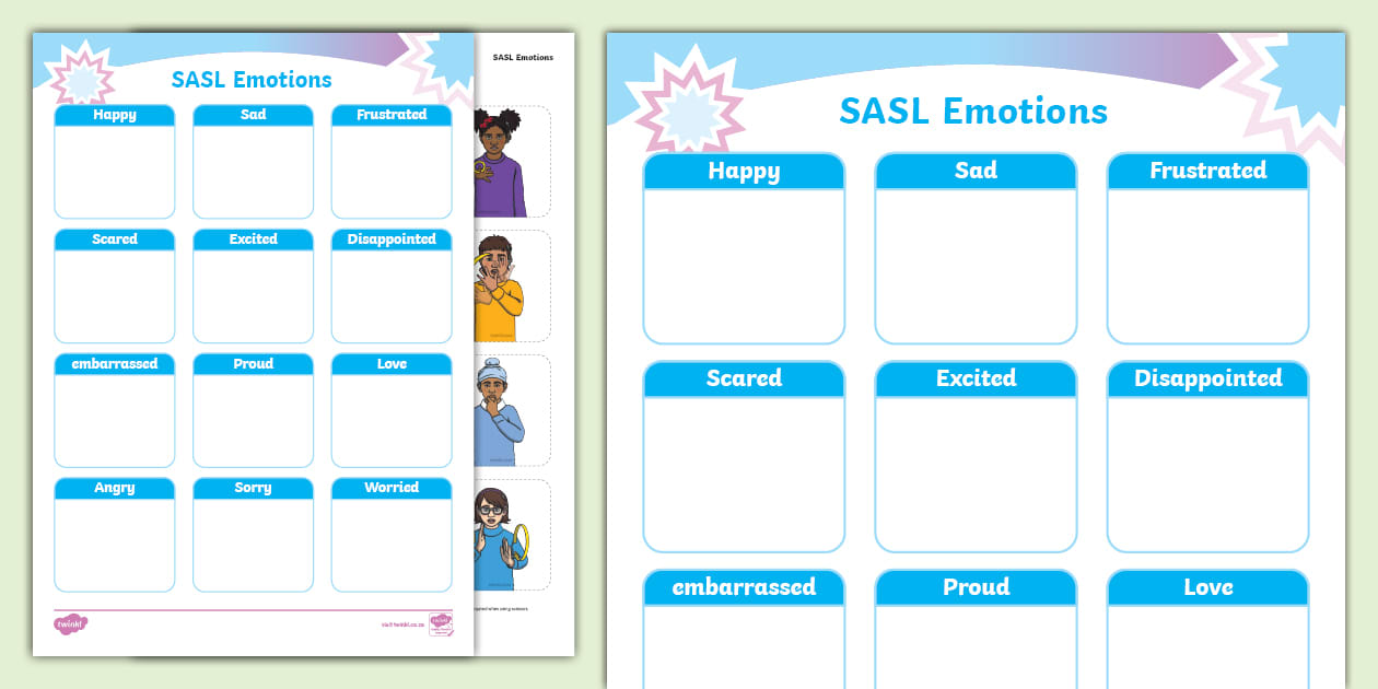 SASL Emotions Cut and Paste Activity (Hecho por educadores)
