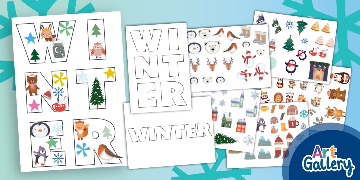 Winter Typography Collage Activity Pack - Twinkl Art Gallery