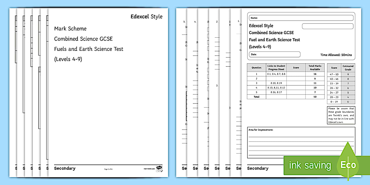 GCSE Edexcel-Style Combined Science (Chemistry) Test: Fuels and Earth ...