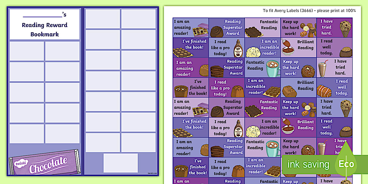 KS2 Chocolate Themed Reading Sticker Reward Bookmarks