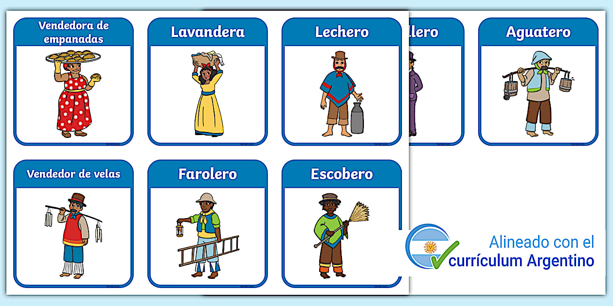 Tarjetas: la gente de la época colonial (1810) - Twinkl