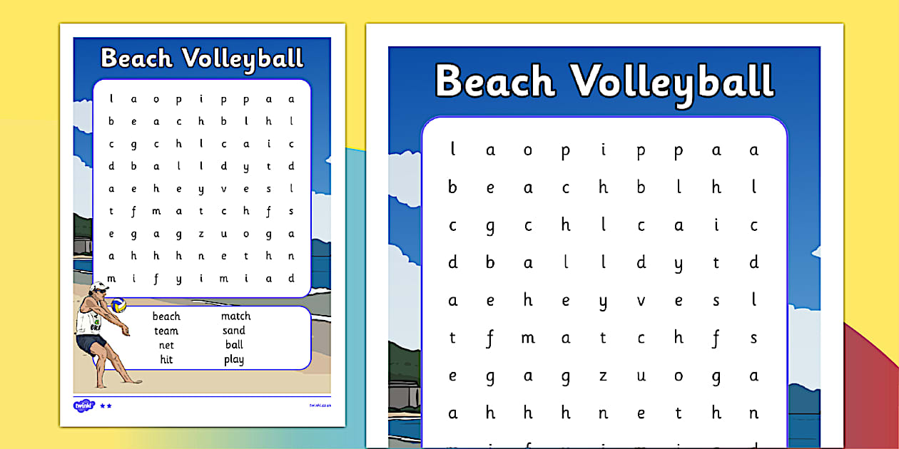 Beach Volleyball Word Search - Twinkl