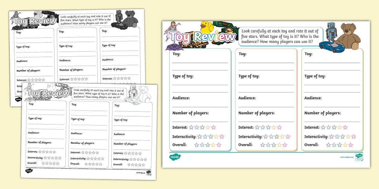 Toy Review Worksheet - Twinkl Design Technology - Twinkl