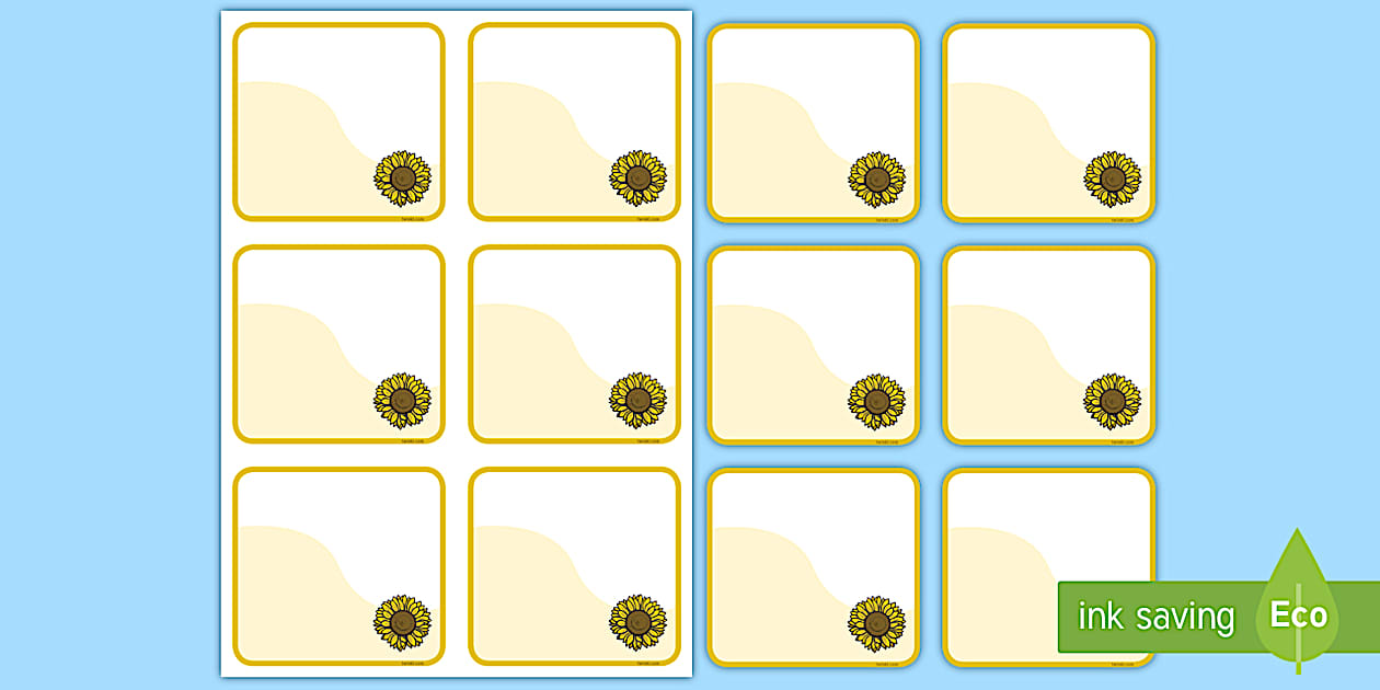 Sunflower Themed Editable Drawer-Peg-Name Labels (Colourful)