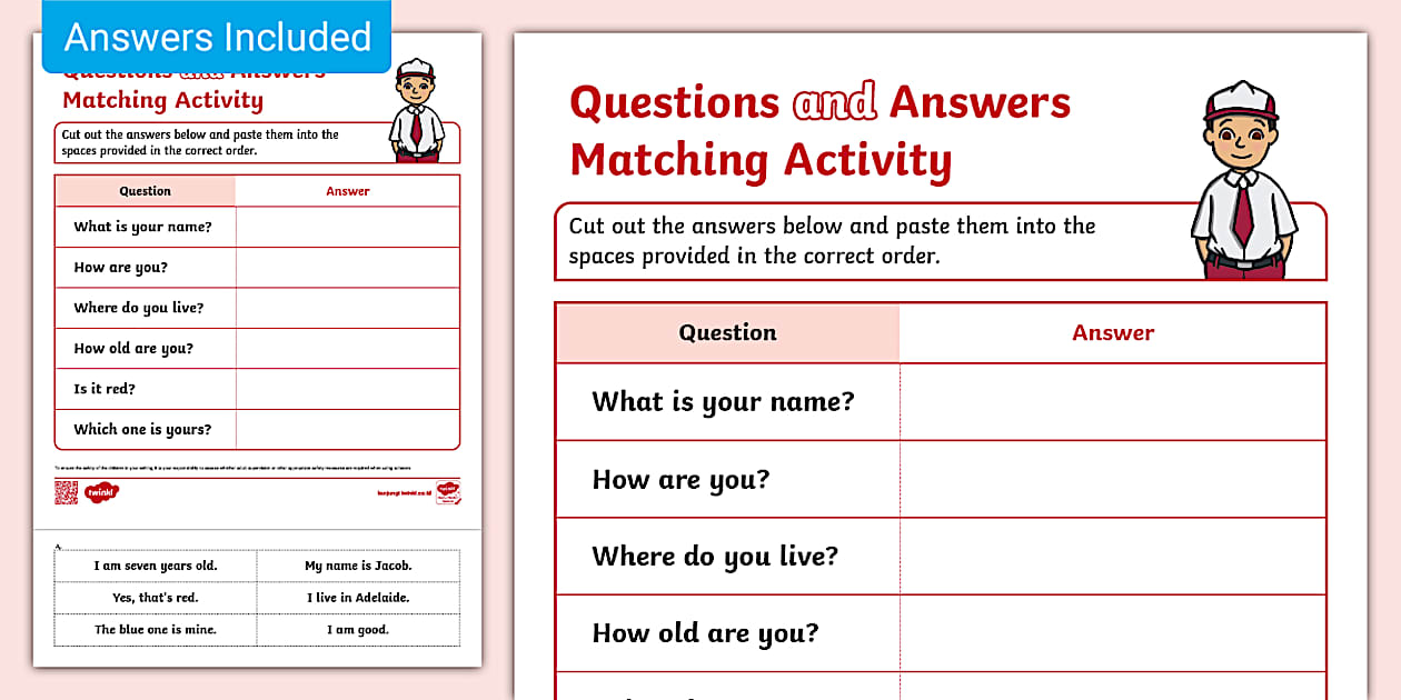 Questions and Answers Matching Activity (teacher made)