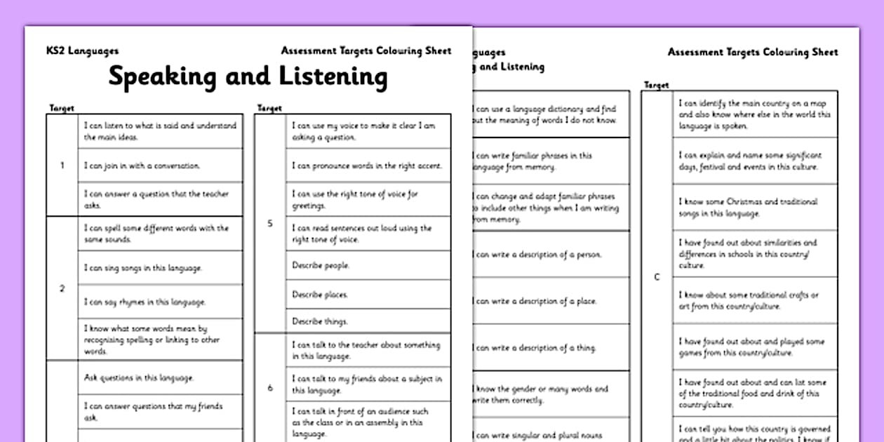 KS2 Language Assessment Target Colouring sheet - Twinkl