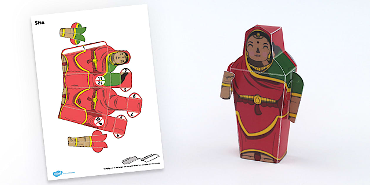Diwali Paper Toy Character Sita (teacher made) - Twinkl