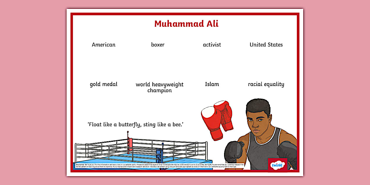 Muhammad Ali Word Mat - Twinkl - KS2 (Teacher-Made)
