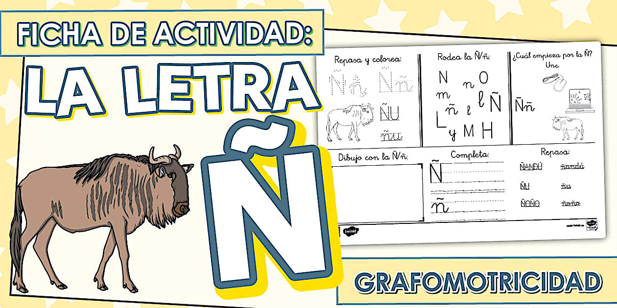 Ficha de actividad: La letra Ñ - Grafomotricidad