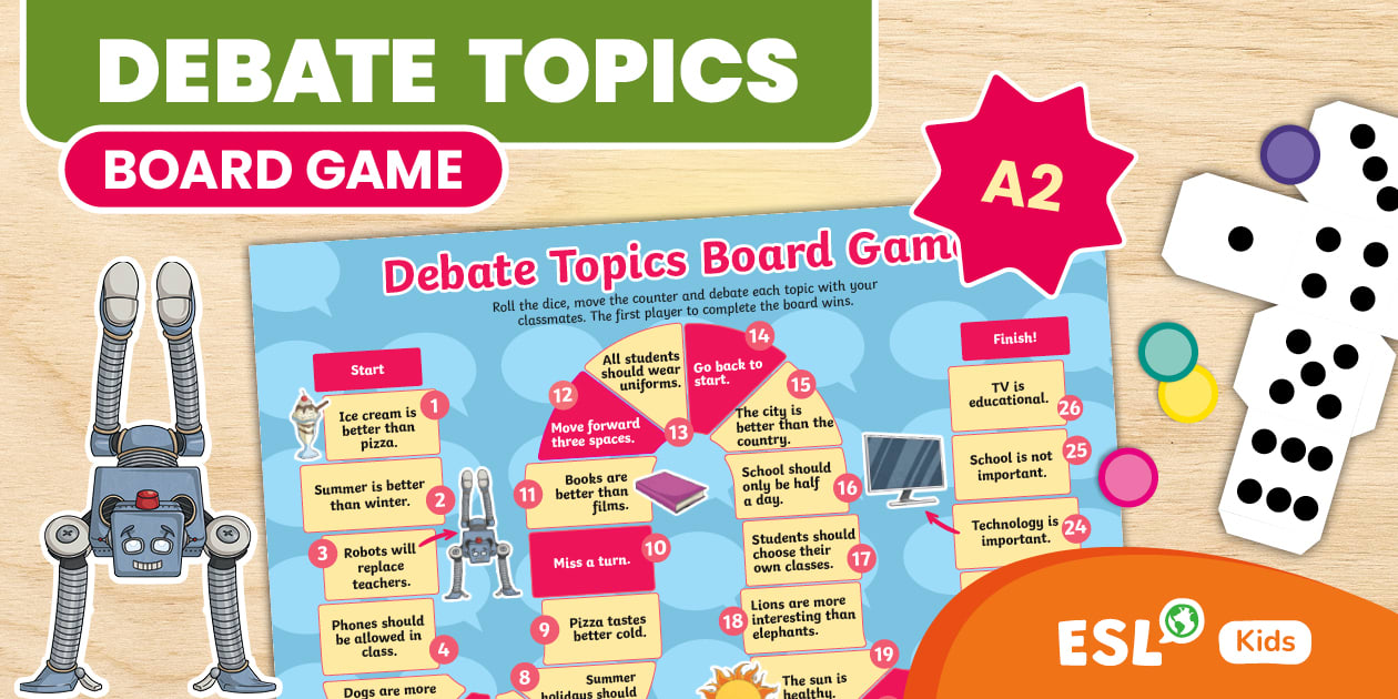 ESL Debate Topics Board Game {Kids}