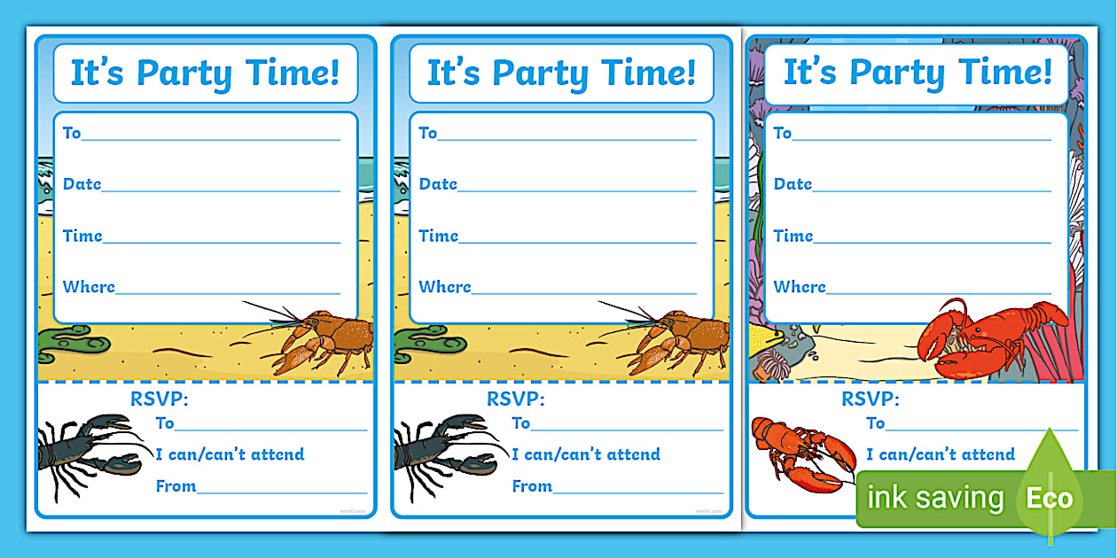 Lobster-Themed Party Invitations | Twinkl Party Printables