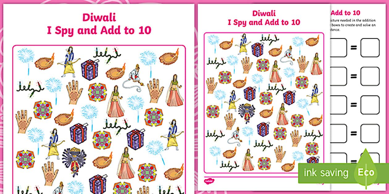 Editable Diwali I Spy and Add to 10 (teacher made) - Twinkl