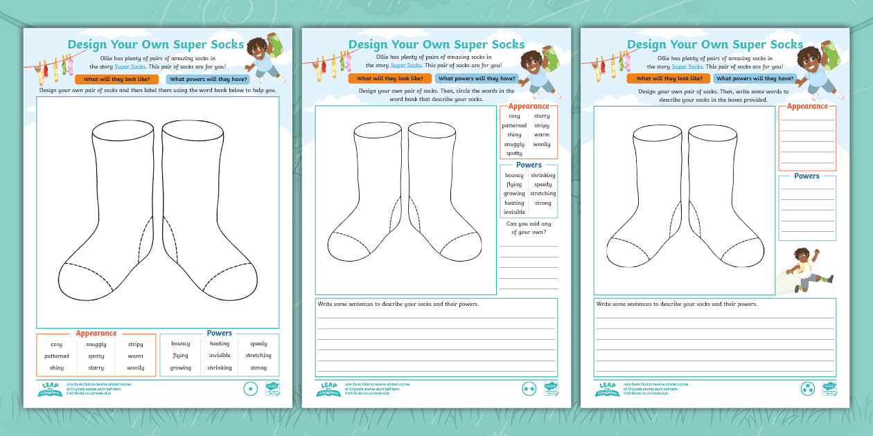 Design Your Own Super Socks Activity Sheet: Twinkl Originals