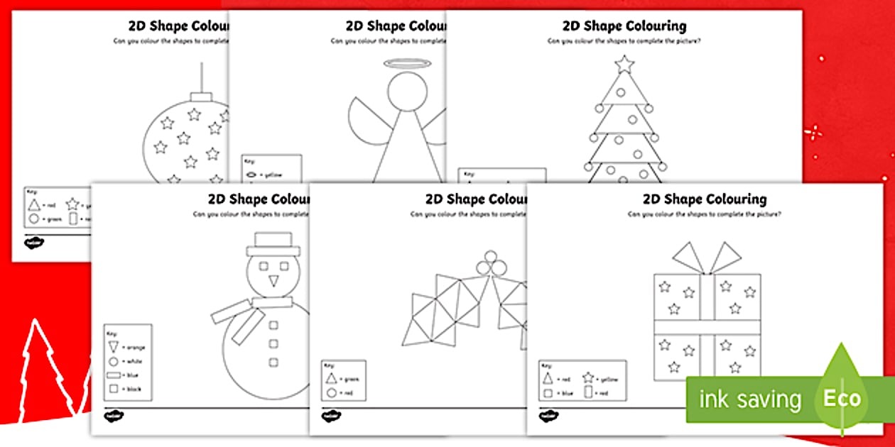 Grade R Maths - Colouring Sheets: Colour by 2D Shapes