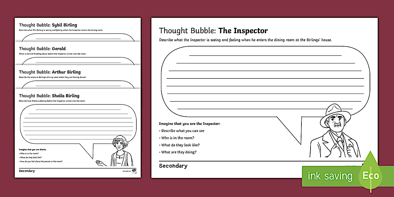 GCSE An Inspector Calls: Act 1 Thought Bubbles Activity