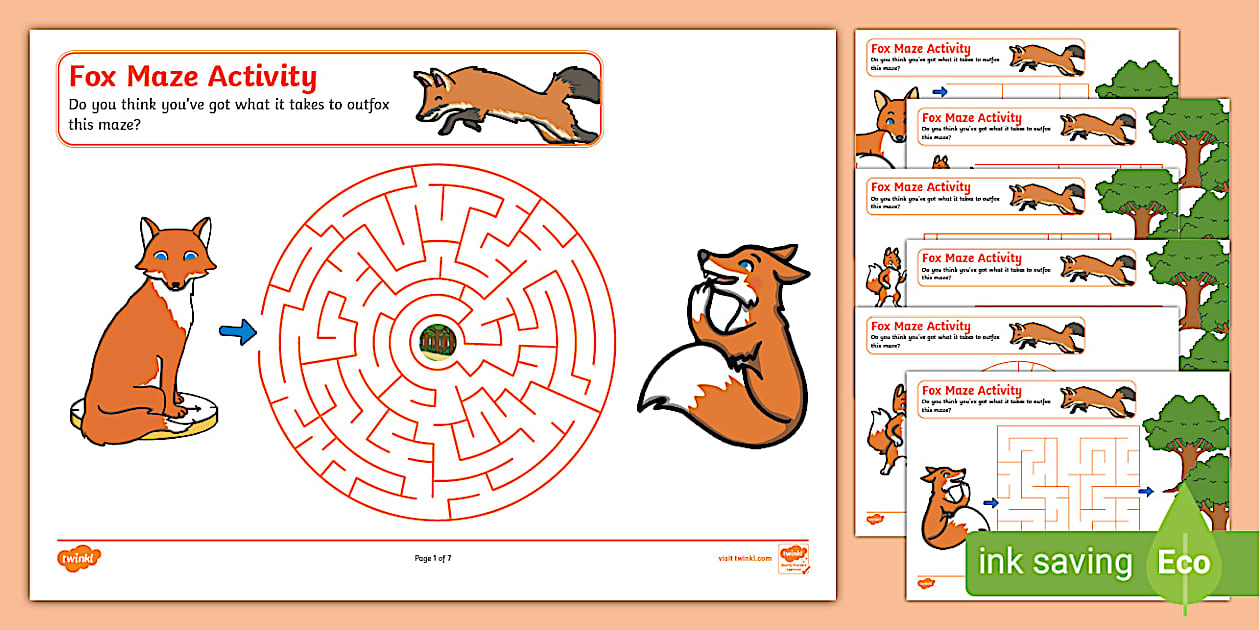 Fox Maze Activity Worksheets | Twinkl Puzzles | KS1 | Maze