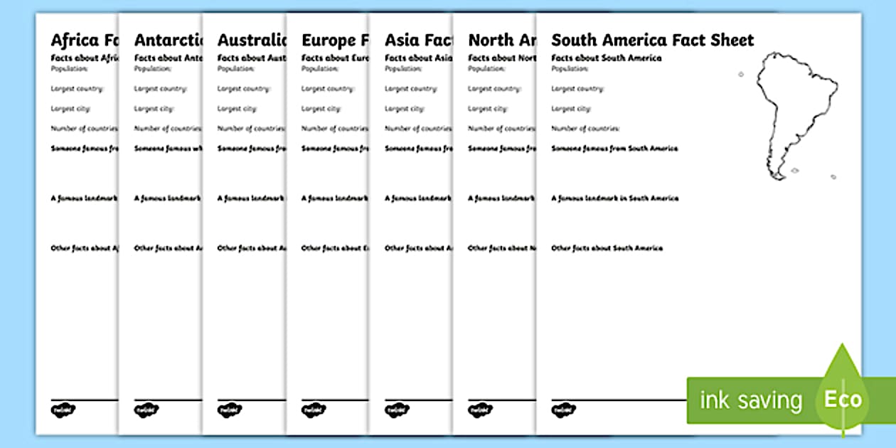 Continent Fact Sheet Writing Templates - Twinkl