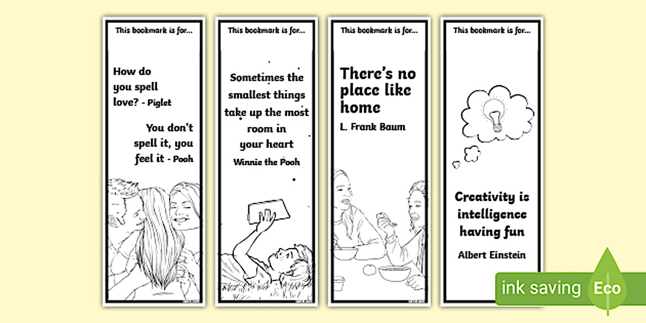 Literary Bookmarks to Colour | Inspirational Quote Resources