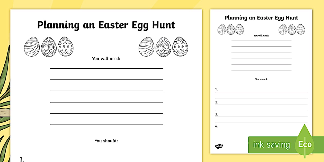 Planning an Easter Egg Hunt Worksheet / Worksheet - Twinkl