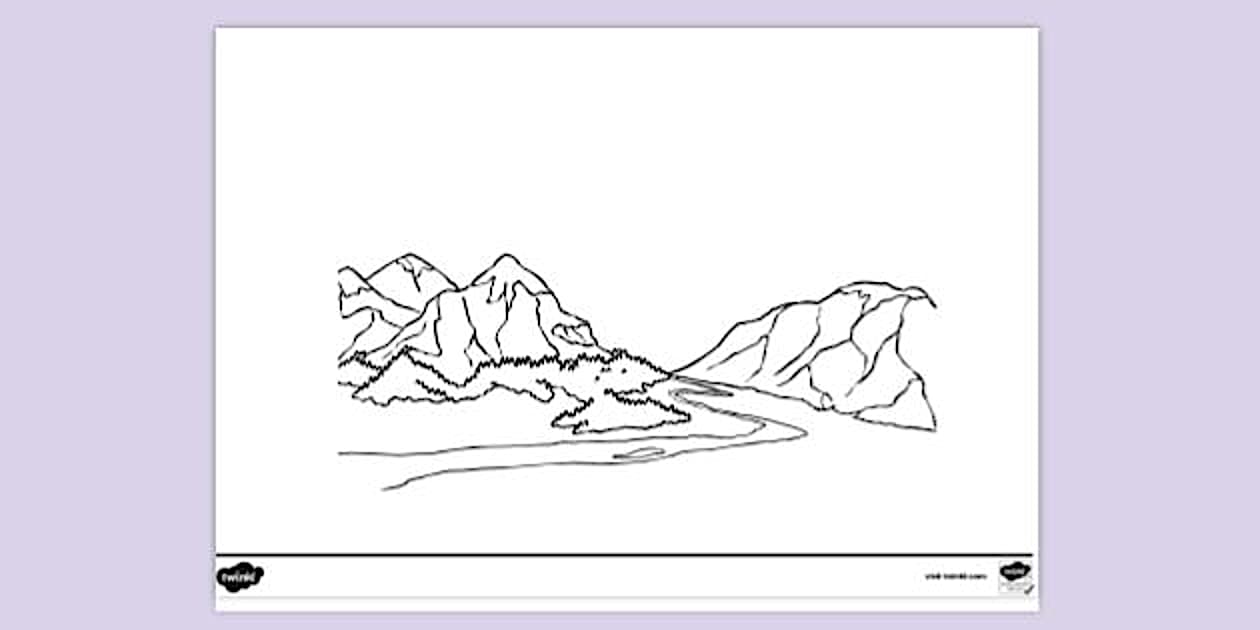 Mountain Colouring Page - Primary Resources (teacher made)