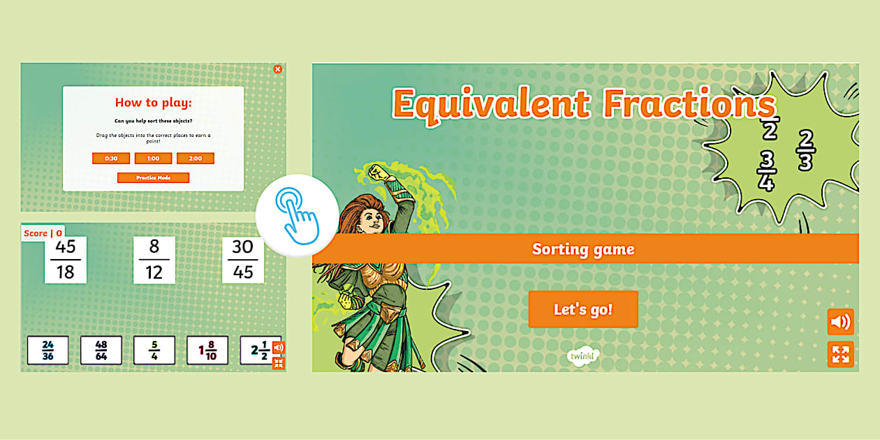 👉 Equivalent Fractions Maths Sorting Game - KS2 Revision