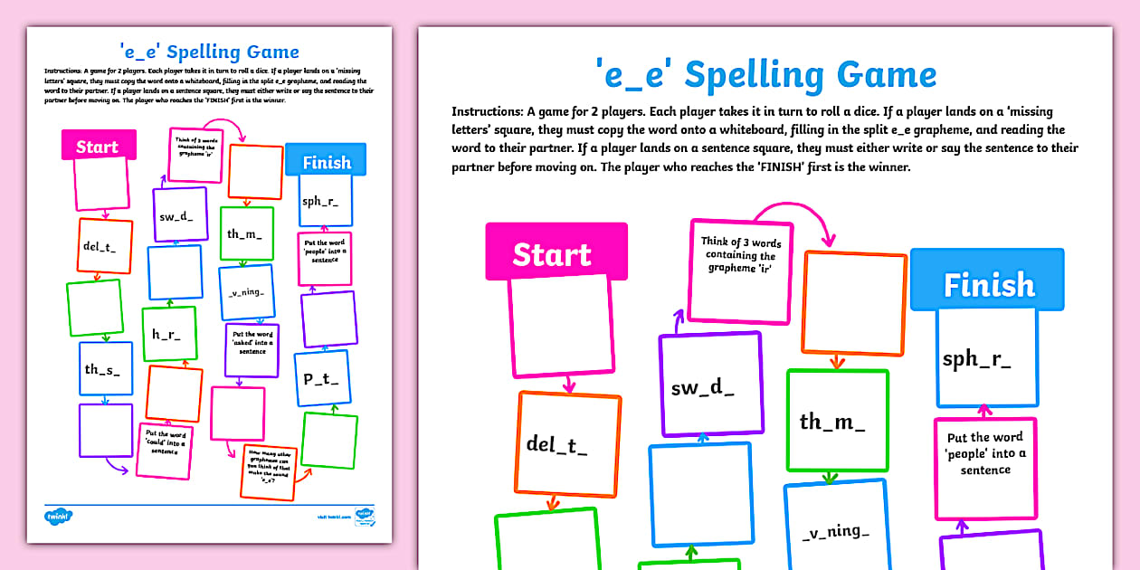 e-e Spelling Board Game - Twinkl