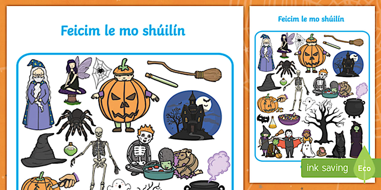 Halloween I Spy Worksheet / Worksheet Gaeilge (teacher made)