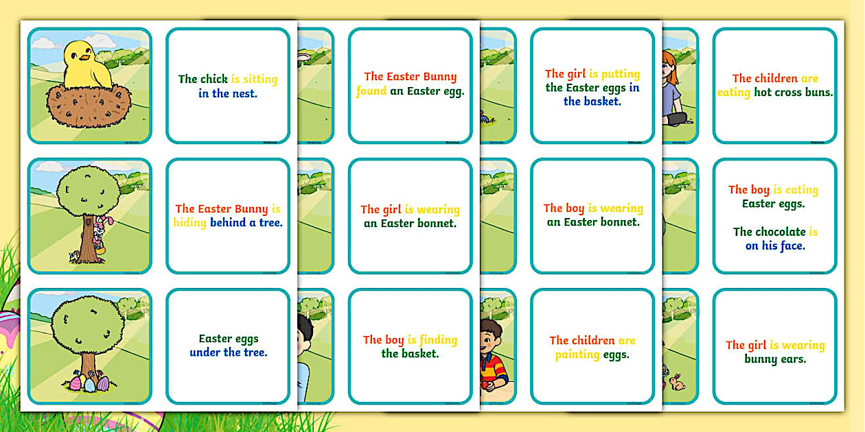 SALT: Easter: Colourful Semantics Picture Description Cards