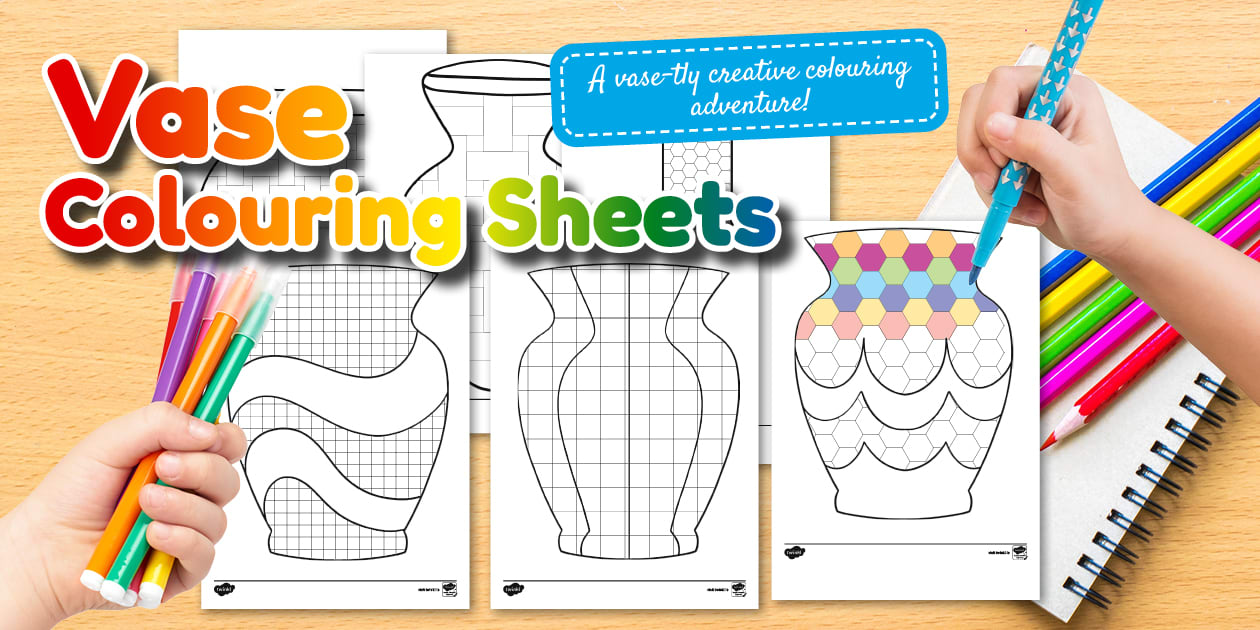 Vase Mosaic Colouring Sheets