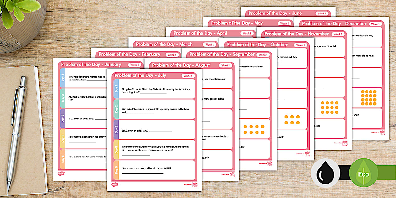 Grade 2 Math Problems: 12-Months of Activities Pack - Twinkl