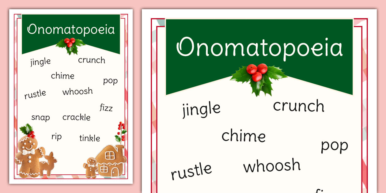 Gingerbread Christmas-Themed Onomatopoeia Display Poster