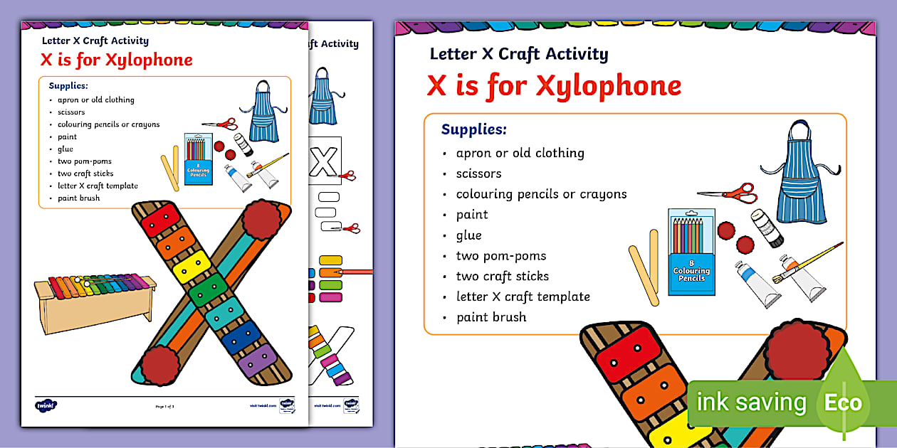 Letter X Craft - X is for Xylophone (Teacher-Made) - Twinkl
