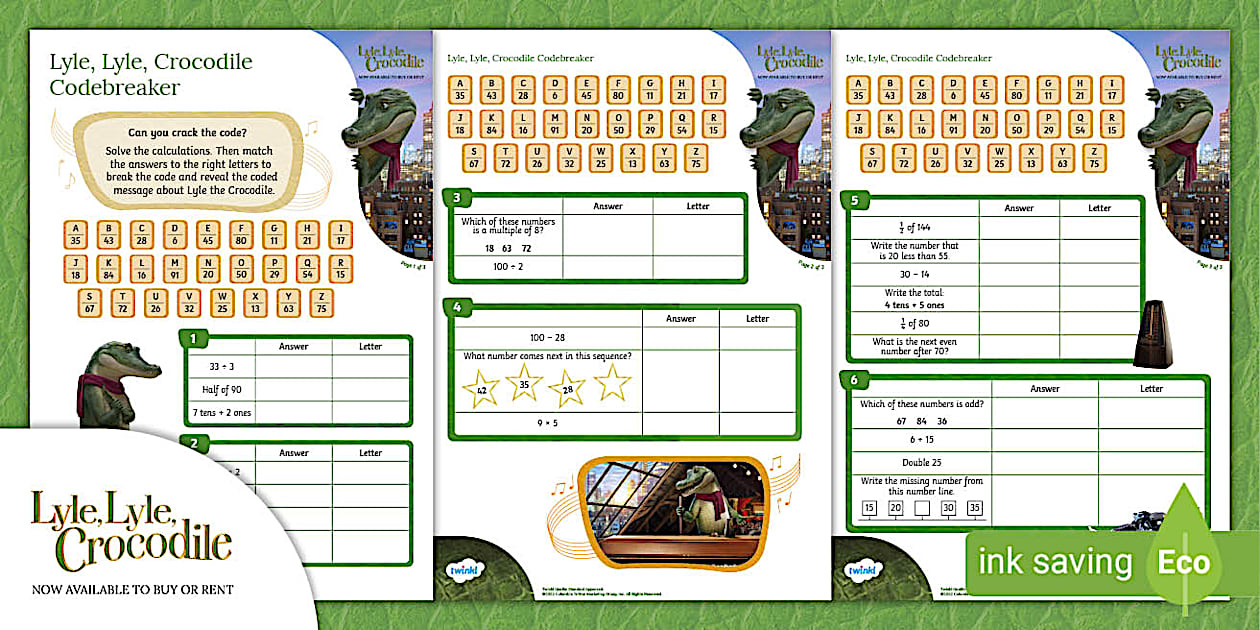 FREE! - 👉 Lyle, Lyle, Crocodile: Maths Activity Sheets
