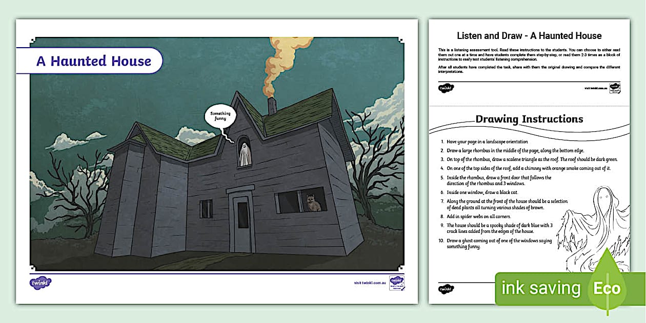 Listen and Draw - A Haunted House Ι 5&6 Listening Assessment