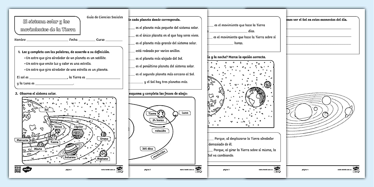 Guía: Sistema solar y los movimientos de la Tierra - Twinkl