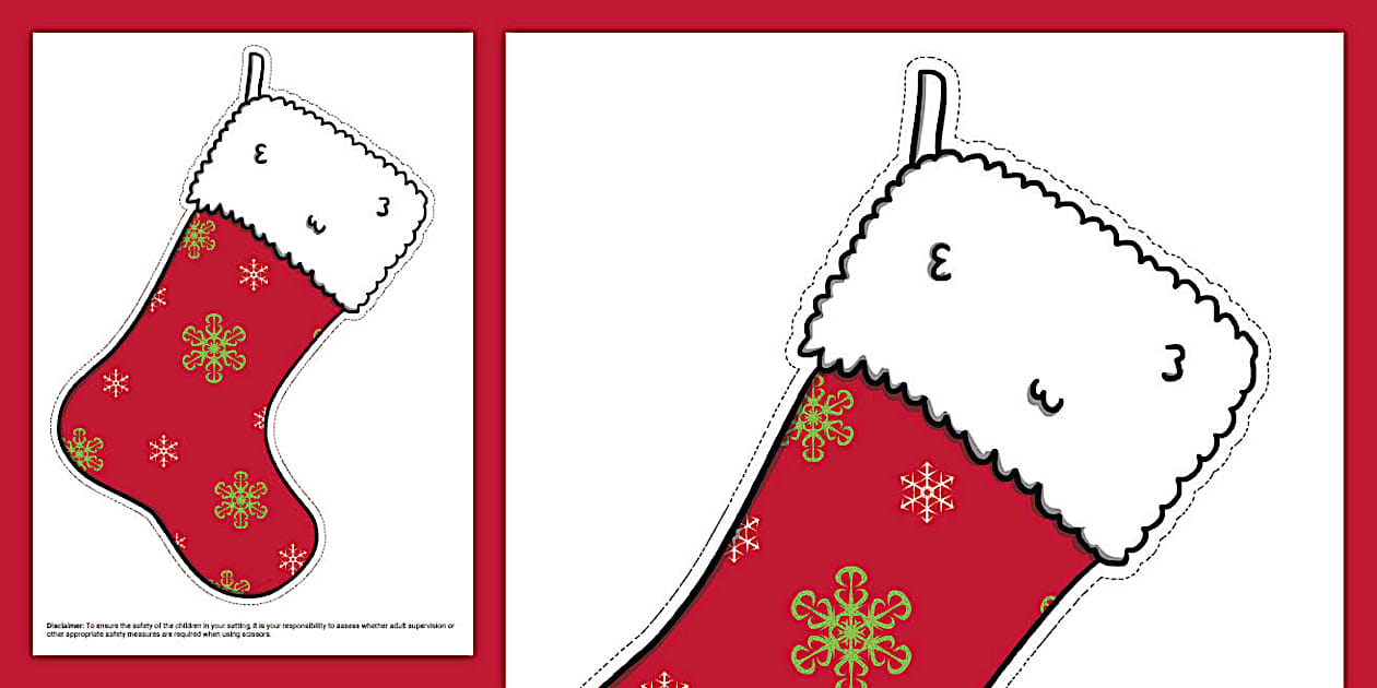 Christmas Stocking Emoticon Cut-Out (teacher made) - Twinkl