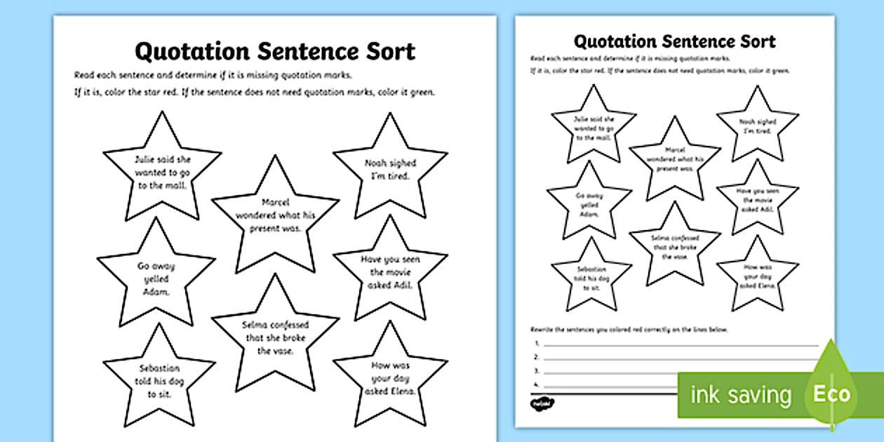 Quotation Sentence Sort Activity (Teacher-Made) - Twinkl