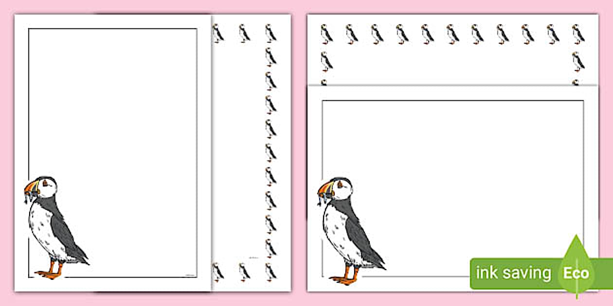Editable Puffin Bird Page Border (teacher made) - Twinkl