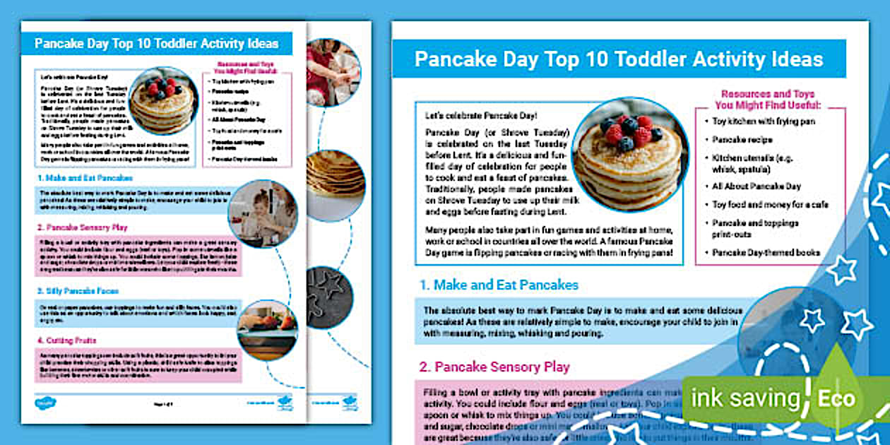 Pancake Day Top 10 Toddler Activity Ideas (teacher made)